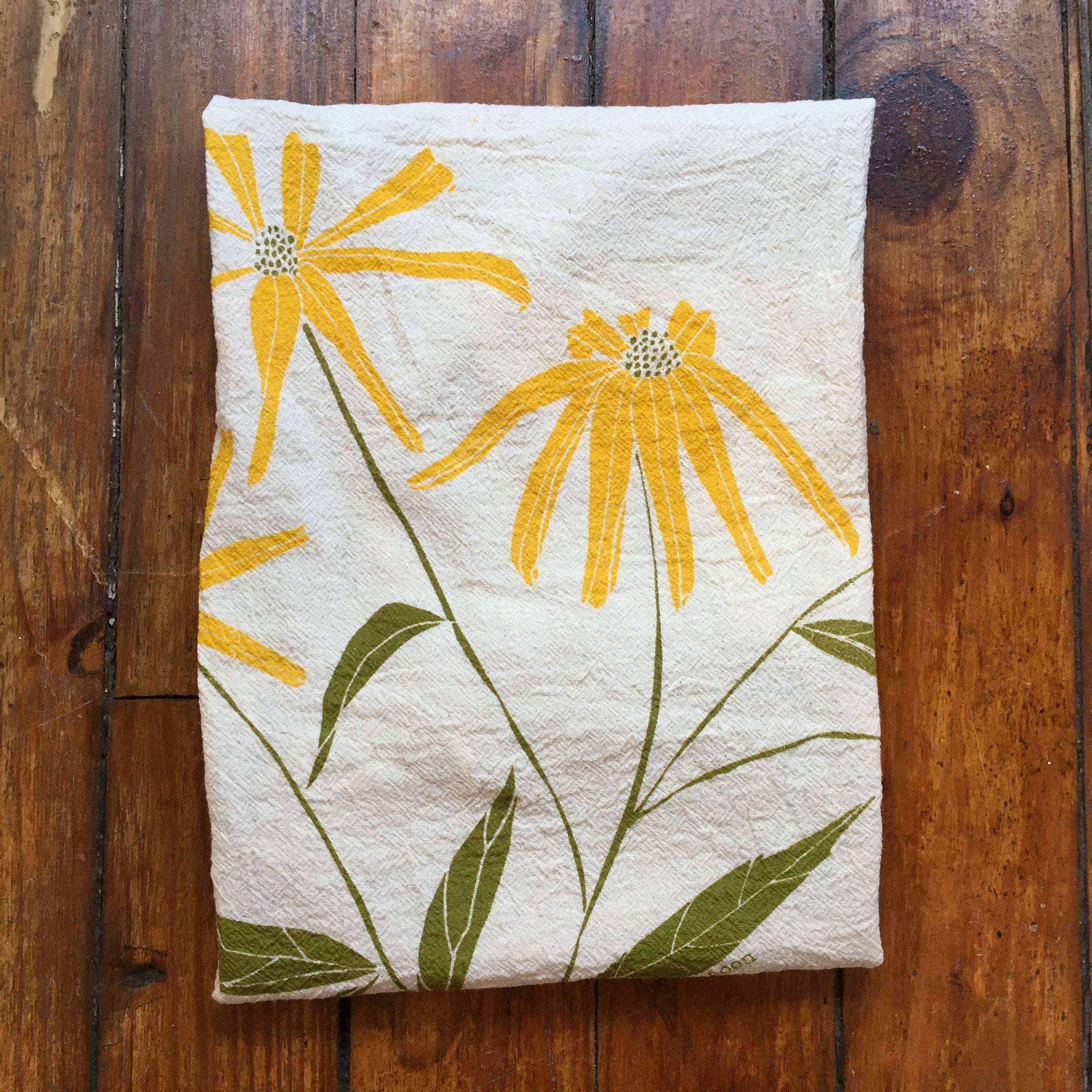 flower sack tea towel . Black eyed Susan – NOON™ DESIGN SHOP